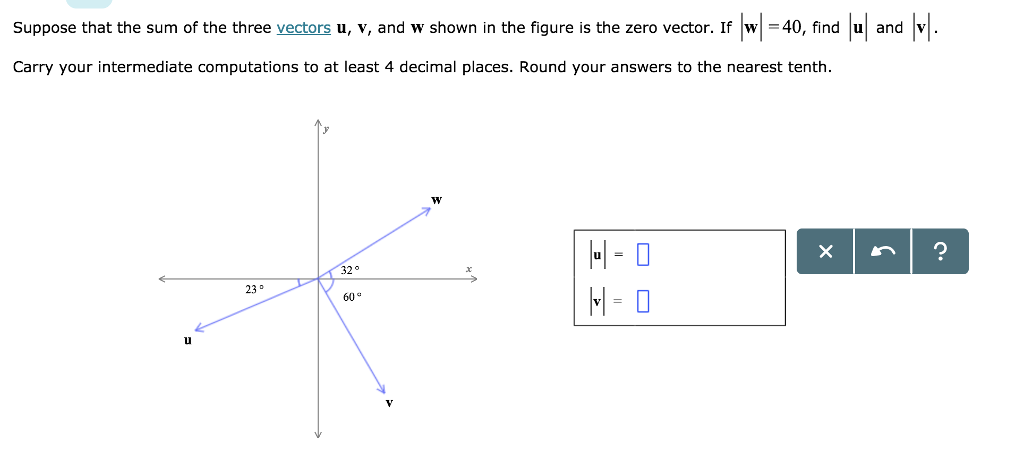Solved Suppose that the sum of the three vectors u, v, and w | Chegg.com