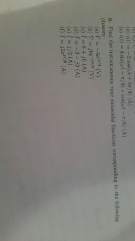 Solved Find the instantaneous time sinusoidal functions | Chegg.com