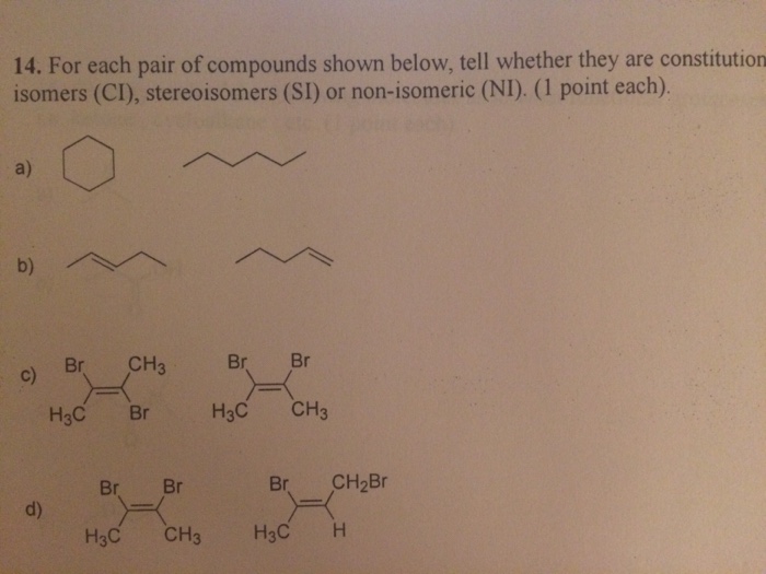 Solved 14. For each pair of compounds shown below, tell | Chegg.com