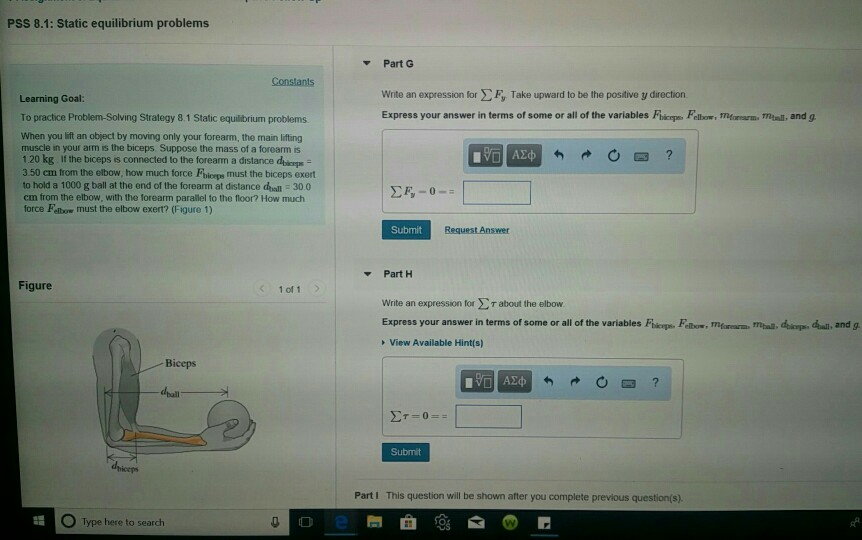 Solved PSS 8.1: Static equilibrium problems Part G Write an | Chegg.com