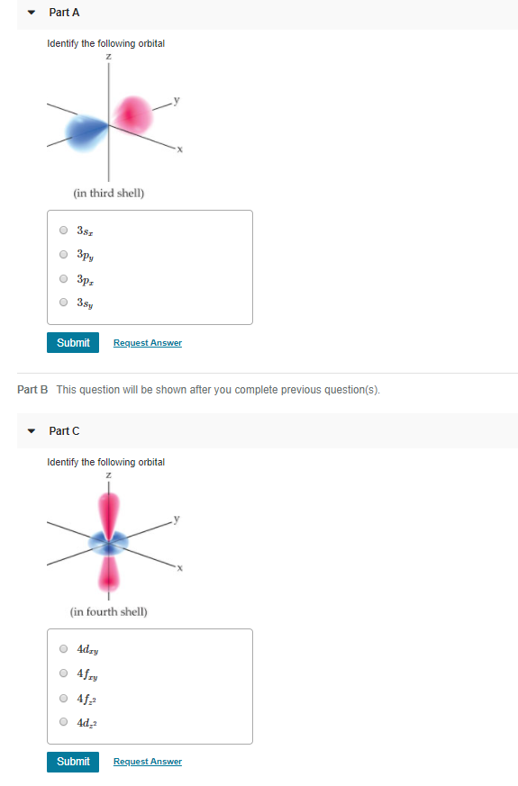 Solved Part A Identify the following orbital (in third | Chegg.com