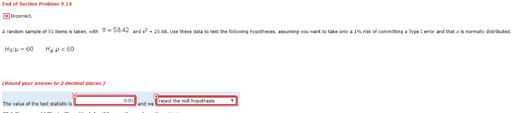 Solved End of Section Problem 9.14 Incorrect. A random | Chegg.com