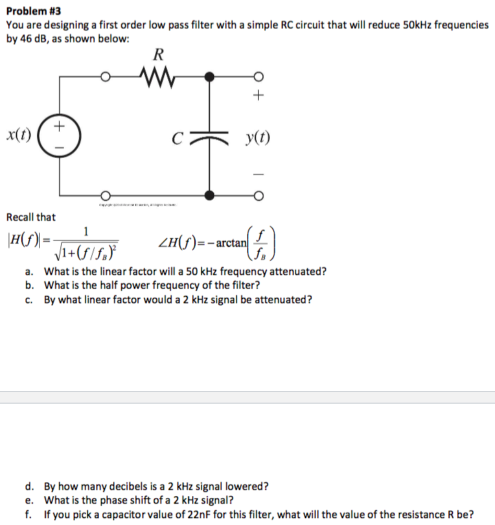 Solved Problem #3 You are designing a first order low pass | Chegg.com