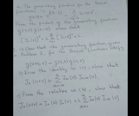 Solved The generating function for the Bessel functions is g | Chegg.com