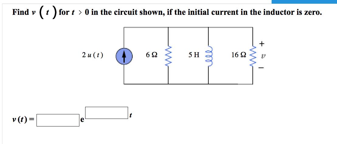 Solved Find v(t) for t > 0 in the circuit shown, if the | Chegg.com