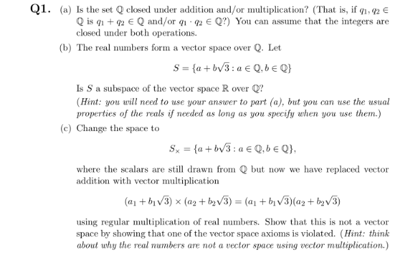 Solved Is the set Q closed under addition and/or | Chegg.com