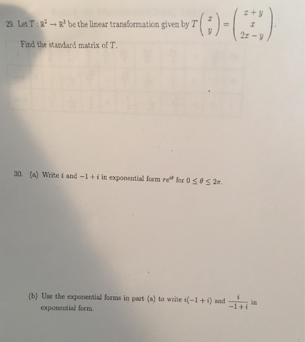 Solved Let T: R^2 rightarrow r^3 be the linear | Chegg.com