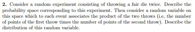 Consider a random experiment consisting of throwing a | Chegg.com