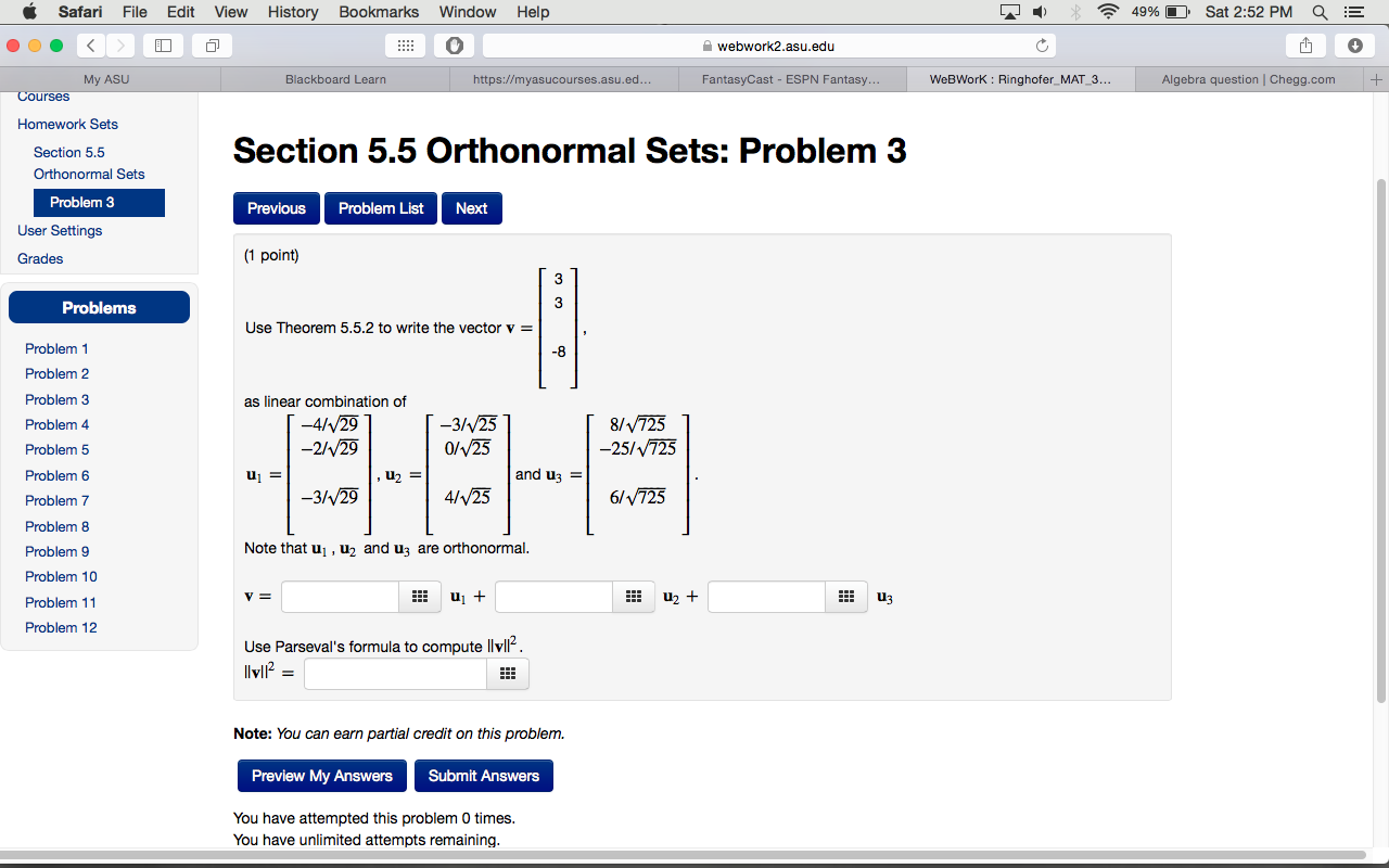 Solved Use Theorem 5.5.2 to write the vector v = , as | Chegg.com
