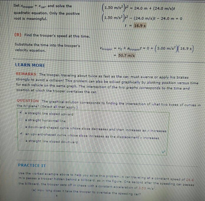 Solved EXAMPLE 2.5 Car Chase GOAL Solve a problem involving | Chegg.com