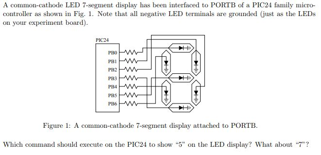 Solved A common-cathode LED 7-segment display has been | Chegg.com