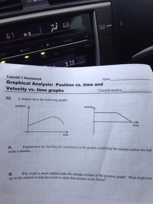 Graphical Analysis: Position vs. time and Velocity | Chegg.com