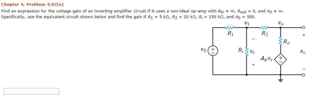 Solved Find an expression for the voltage gain of an | Chegg.com