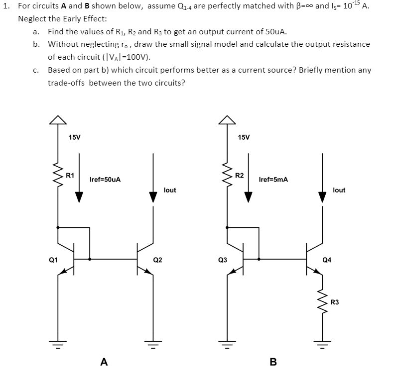 Solved For circuits A and B shown below, assume Q_1-4 are | Chegg.com