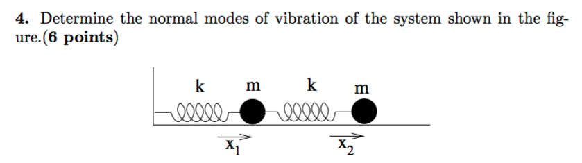 Solved 4. Determine the normal modes of vibration of the | Chegg.com