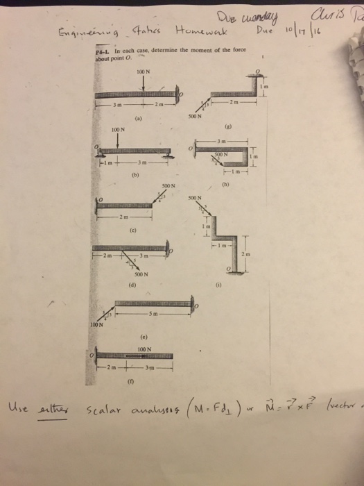 Solved in each case, determine the moment of the force about | Chegg.com Solved in each case, determine the moment of the force about | Chegg.com