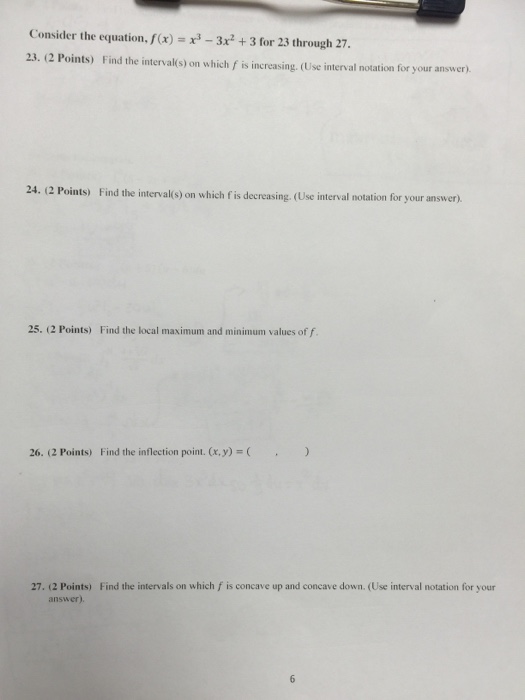 Solved Consider the equation, f(x) = x^3 - 3x^2 + 3 for 23 | Chegg.com