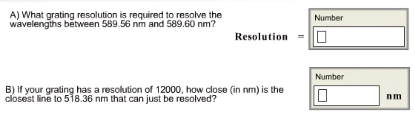 Solved A) What grating resolution is required to resolve the | Chegg.com