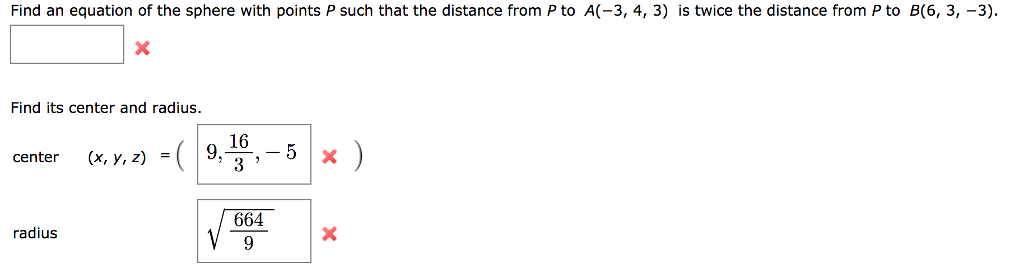 Solved Find an equation of the sphere with points P such | Chegg.com