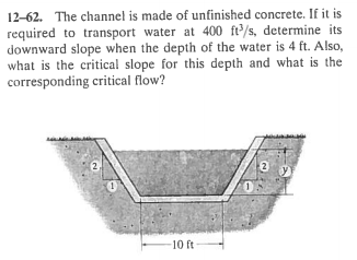 12-62. The channel is made of unfinished concrete. If | Chegg.com