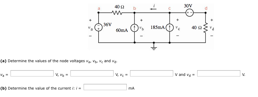 Solved A Determine The Values Of The Node Voltages Va Vb 1283