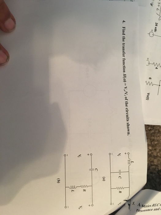 Solved Kind the transfer function H(omega) - V_e/V_i of the | Chegg.com