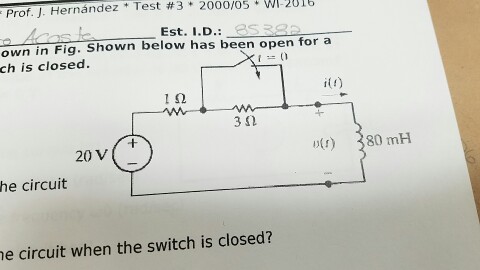 Solved the switch in the circuit shown in fig. shown below | Chegg.com