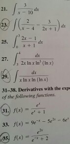 Solved integral 3/x - 10 dx integral (2/x - 4 - 3/2x + 1) | Chegg.com