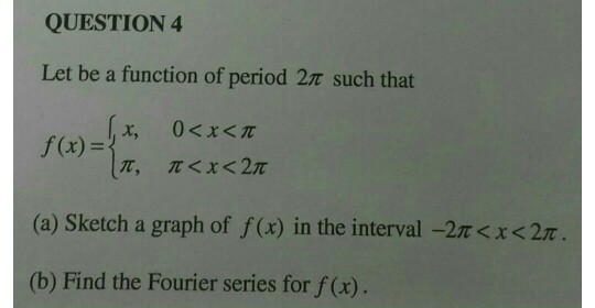 Solved Let Be A Function Of Period 2pi Such That F X { X