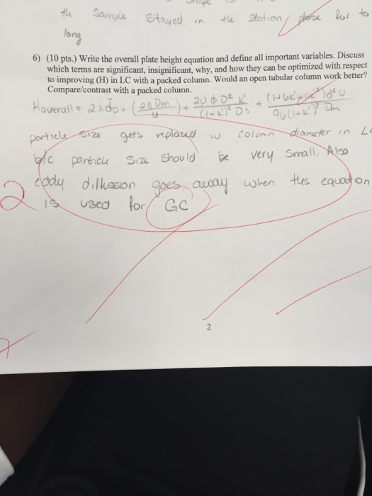 Solved Write the overall plate height equation and define | Chegg.com