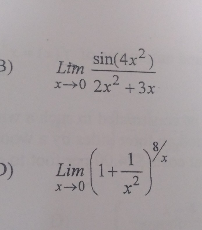 Solved 3) Ltm Sin(4x2 x?0 2x sin(4X 2 + 3x ) Lim 1+ 2 | Chegg.com