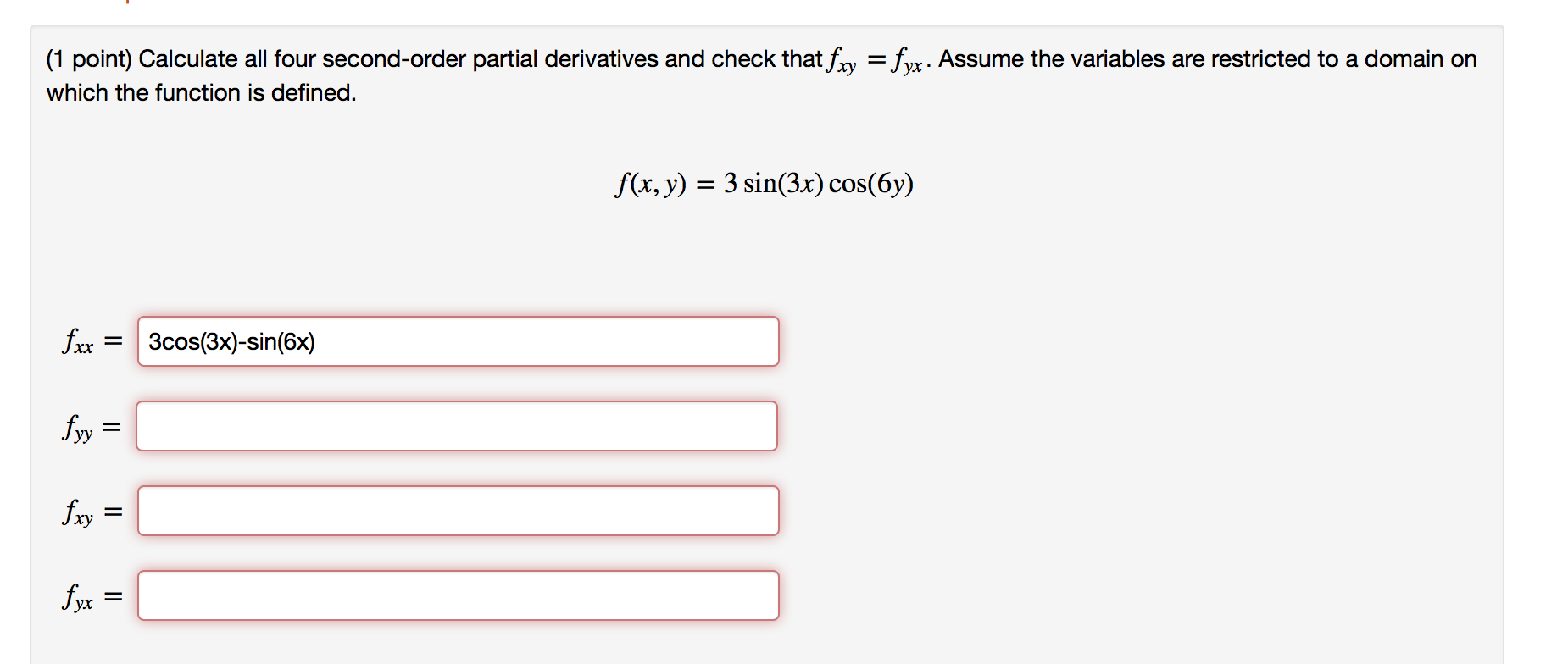 Solved (1 point) Calculate all four second-order partial | Chegg.com