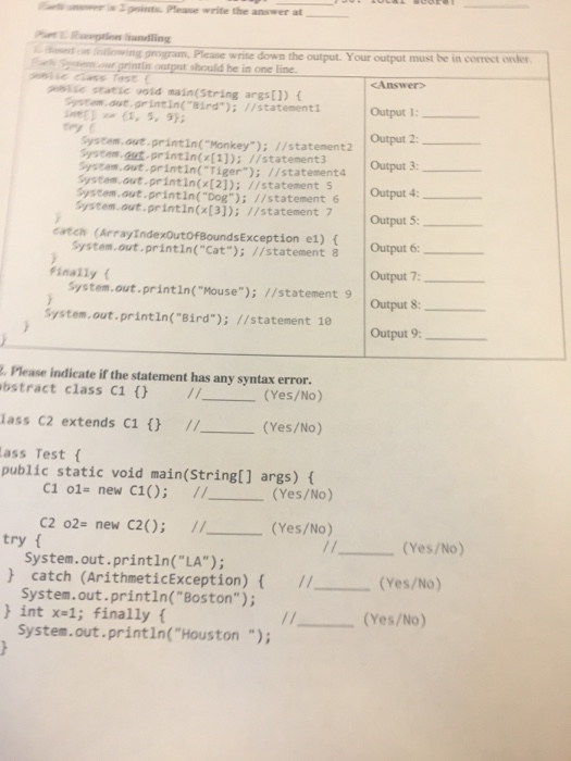 Solved On following program, Please write down the output. | Chegg.com