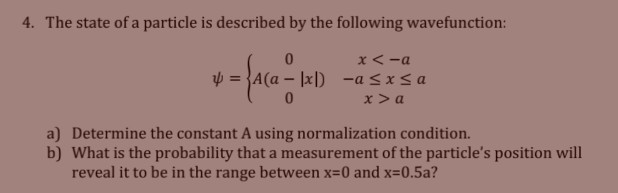 Solved The state of a particle is described by the following | Chegg.com