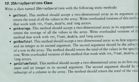 Solved 17. 2DArrayOperations Class Write a class named | Chegg.com
