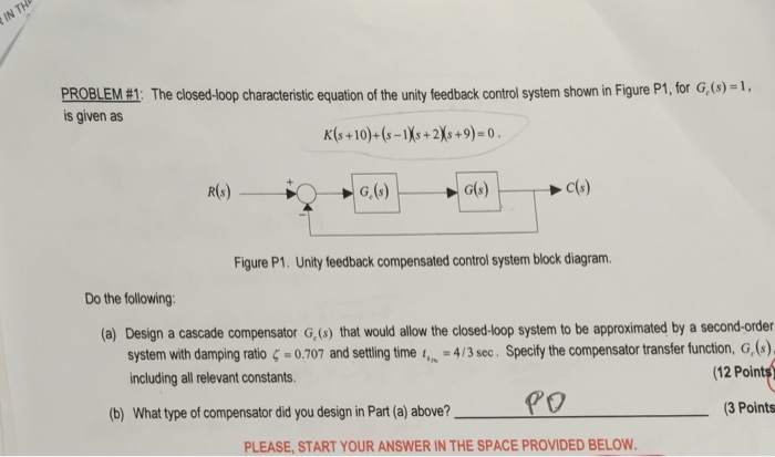 Solved The closed-loop characteristic equation of the unity | Chegg.com