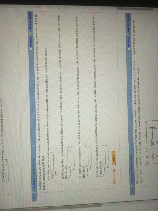 Solved A series RLC circuit driven by a source with an | Chegg.com