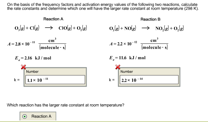 Solved On the basis of the frequency factors and activation | Chegg.com