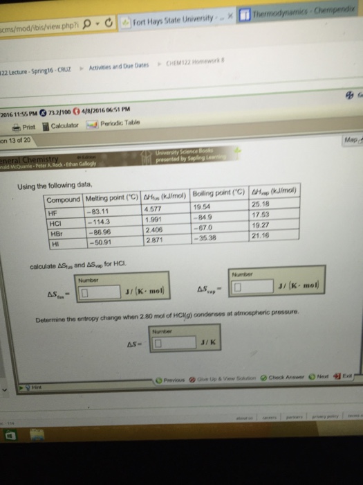 Solved Using the following data. Calculate delta S_fus and | Chegg.com