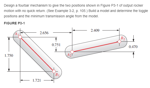 Design a fourbar mechanism to give the two positions | Chegg.com
