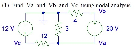 Solved Find Va and Vb and Vc using nodal analysis. | Chegg.com