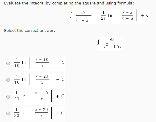 Solved Evaluate the integral by completing the square and | Chegg.com Solved Evaluate the integral by completing the square and | Chegg.com