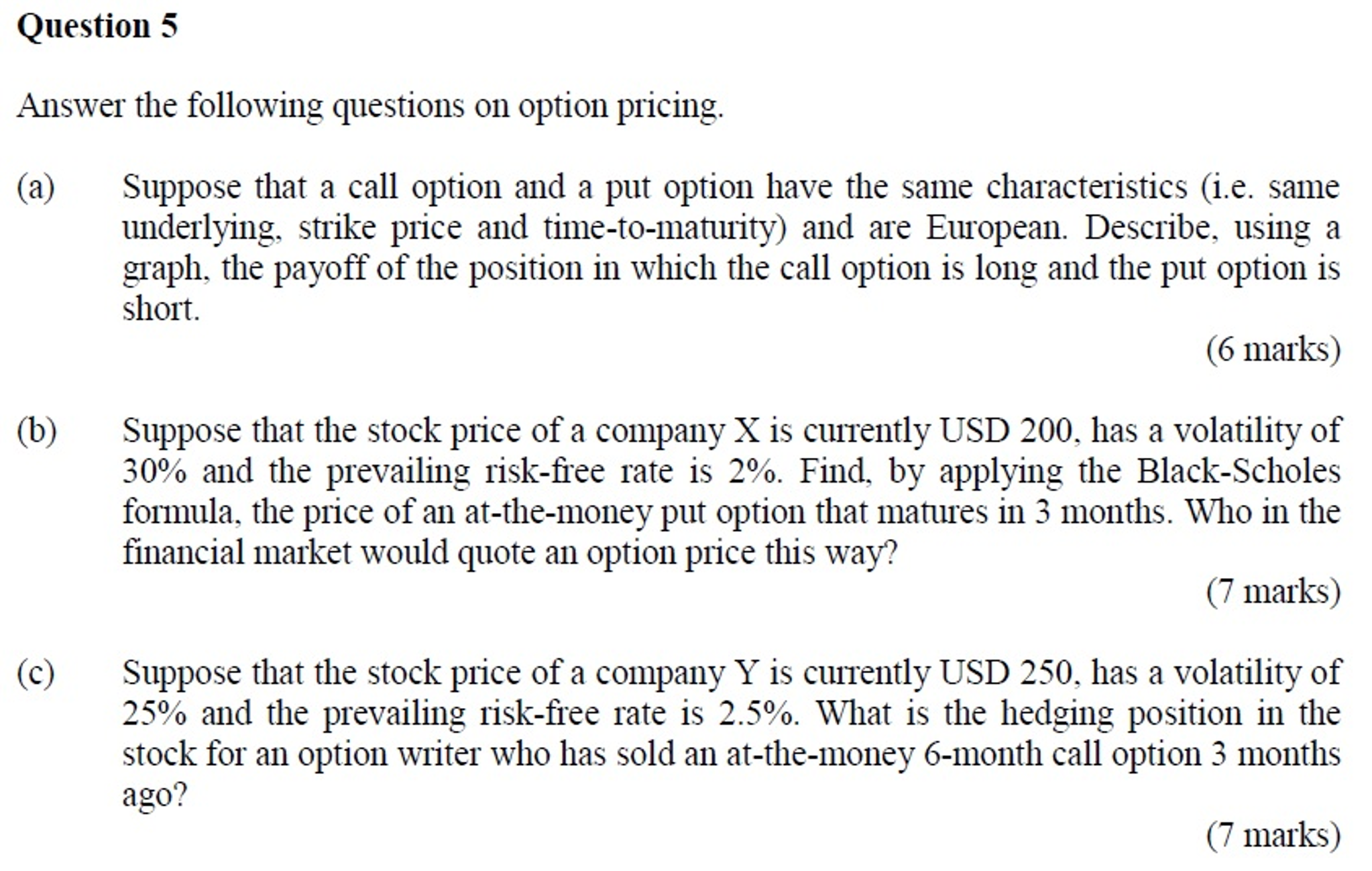 Solved Answer the following questions on option pricing. | Chegg.com