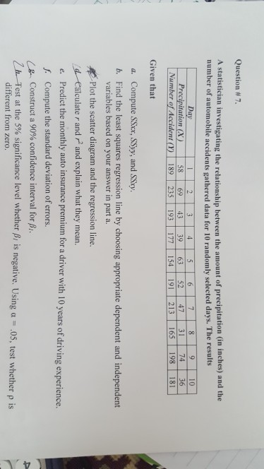 Solved Question # 7. A statistician investigating the | Chegg.com