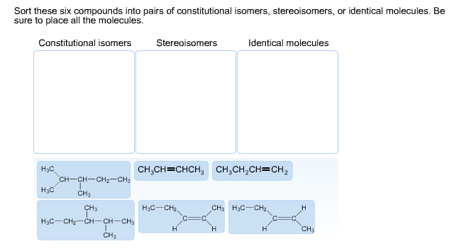 Solved Sort these six compounds into pairs of constitutional | Chegg.com