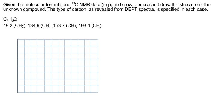 Solved Given the molecular formula and 13C NMR data (in ppm) | Chegg.com