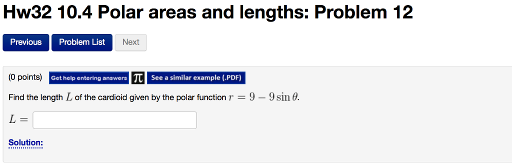 Solved Hw32 10.4 Polar areas and lengths: Problem 12 | Chegg.com