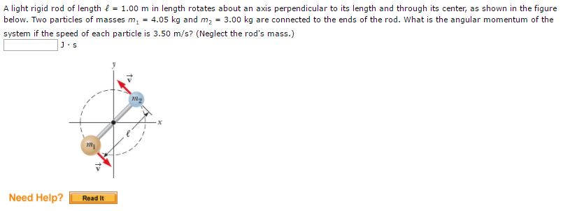 Solved A light rigid rod of length ℓ = 1.00 m in length | Chegg.com
