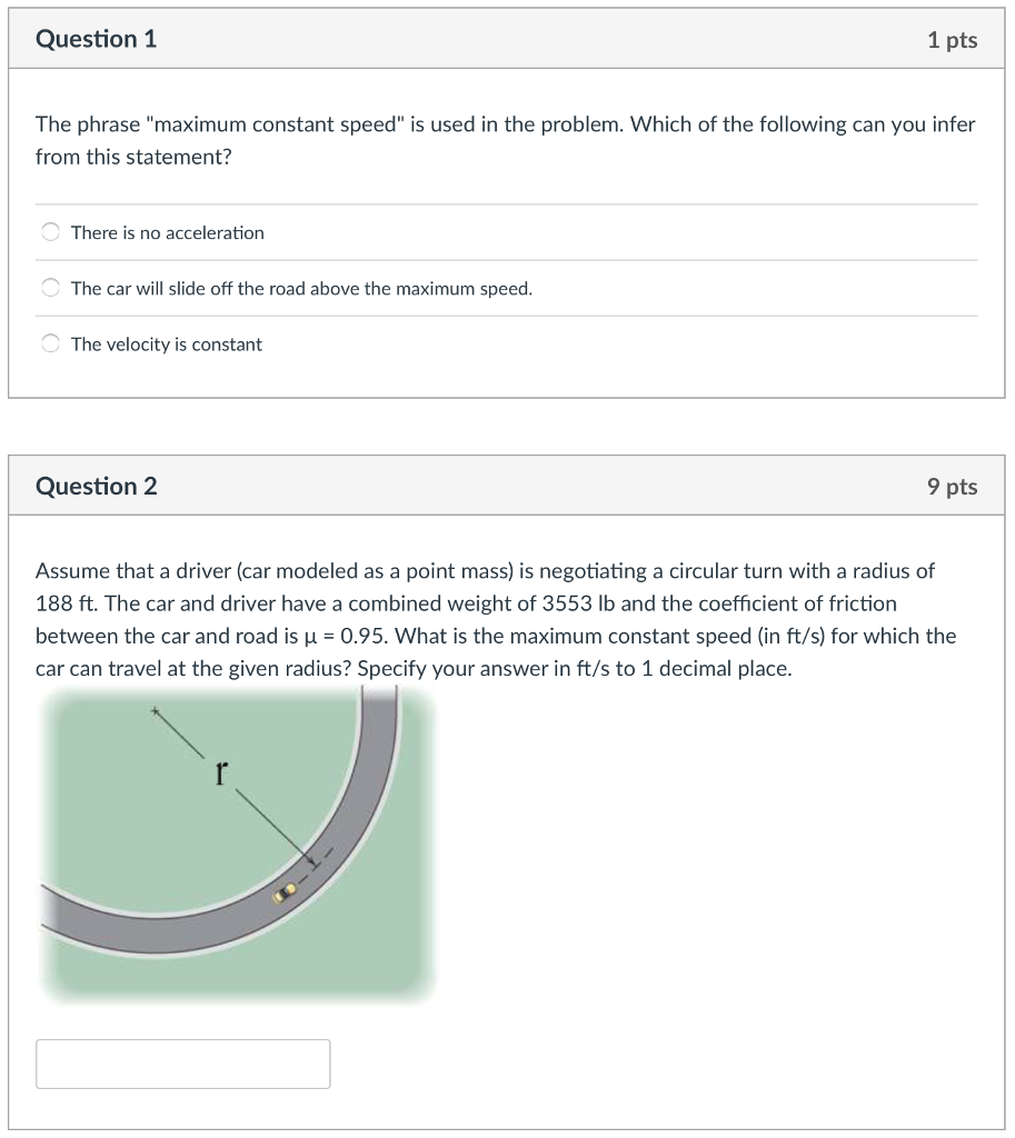 Solved The phrase "maximum constant speed" is used in the | Chegg.com
