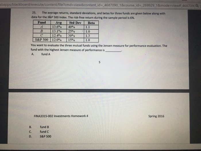 Solved The average returns, standard deviations, and betas | Chegg.com